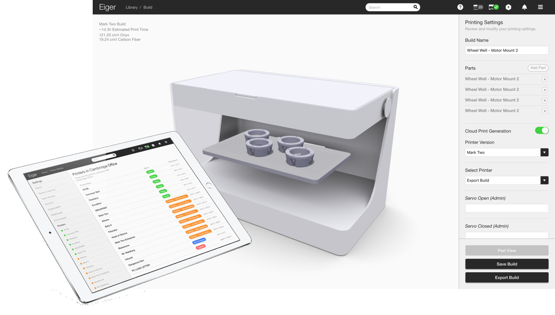 3D Printing Software Markforged Eiger｜製品詳細｜カーボンファイバー/金属対応産業用3Dプリンタ Markforged
